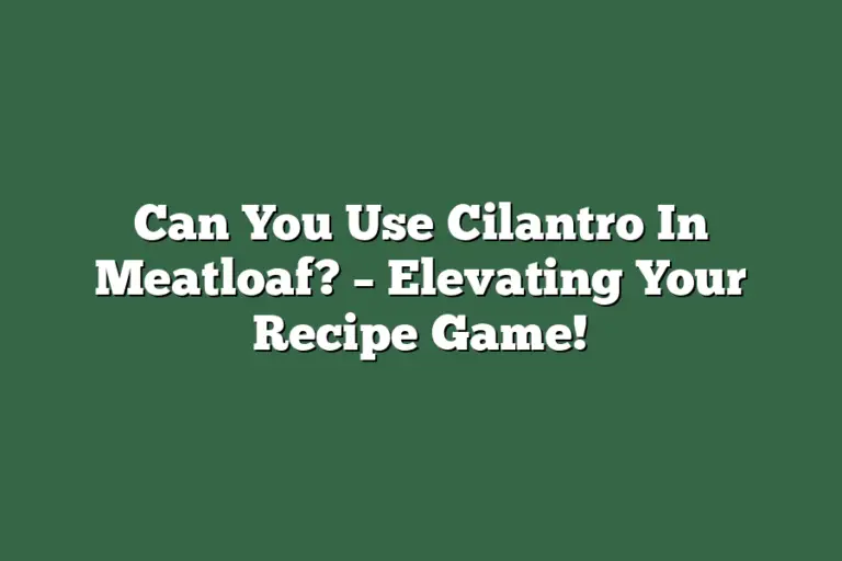 Can You Use Cilantro In Meatloaf? – Elevating Your Recipe Game! – Herb ...